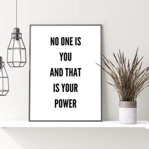 No One is You Bold Print, Black and White Bold Print, Stylish Home ...
