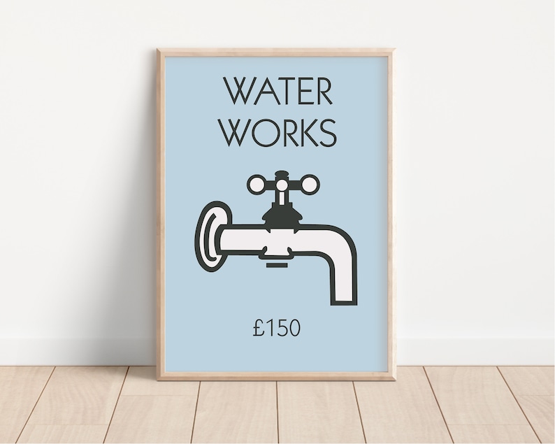 Retro Monopoly Inspired Water Works Wall Print Quirky - Etsy UK
