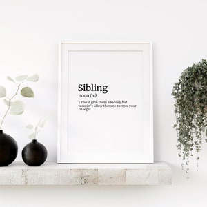 Sibling Definition Print - Etsy UK