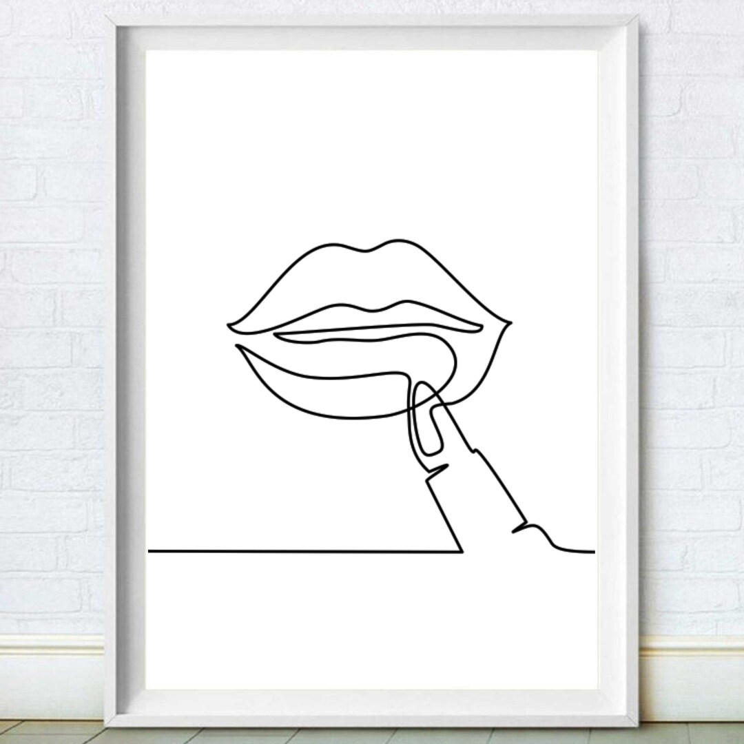 Lipstick Line Art Print - Etsy