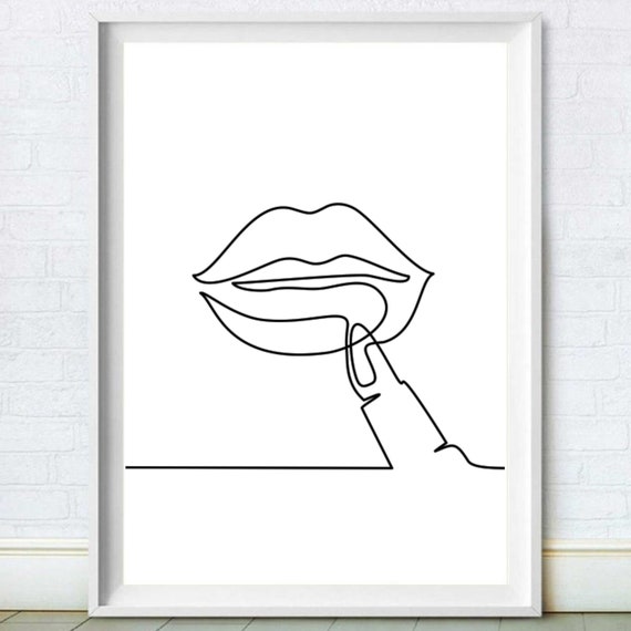 Lipstick Line Art Print | Etsy