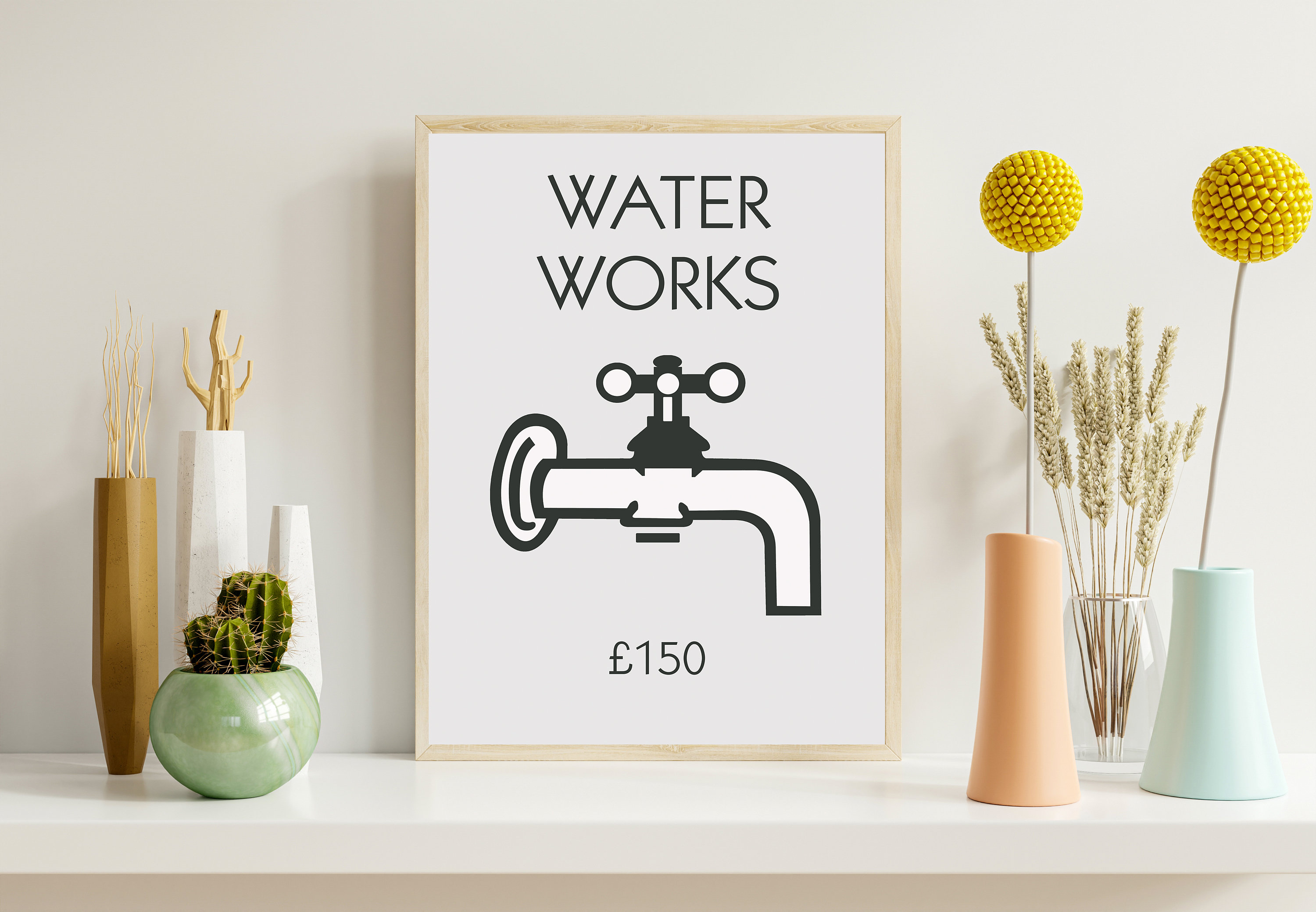 Retro Monopoly Inspired Water Works Wall Print Quirky - Etsy UK