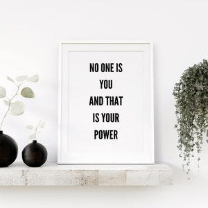 No One is You Bold Print, Black and White Bold Print, Stylish Home ...