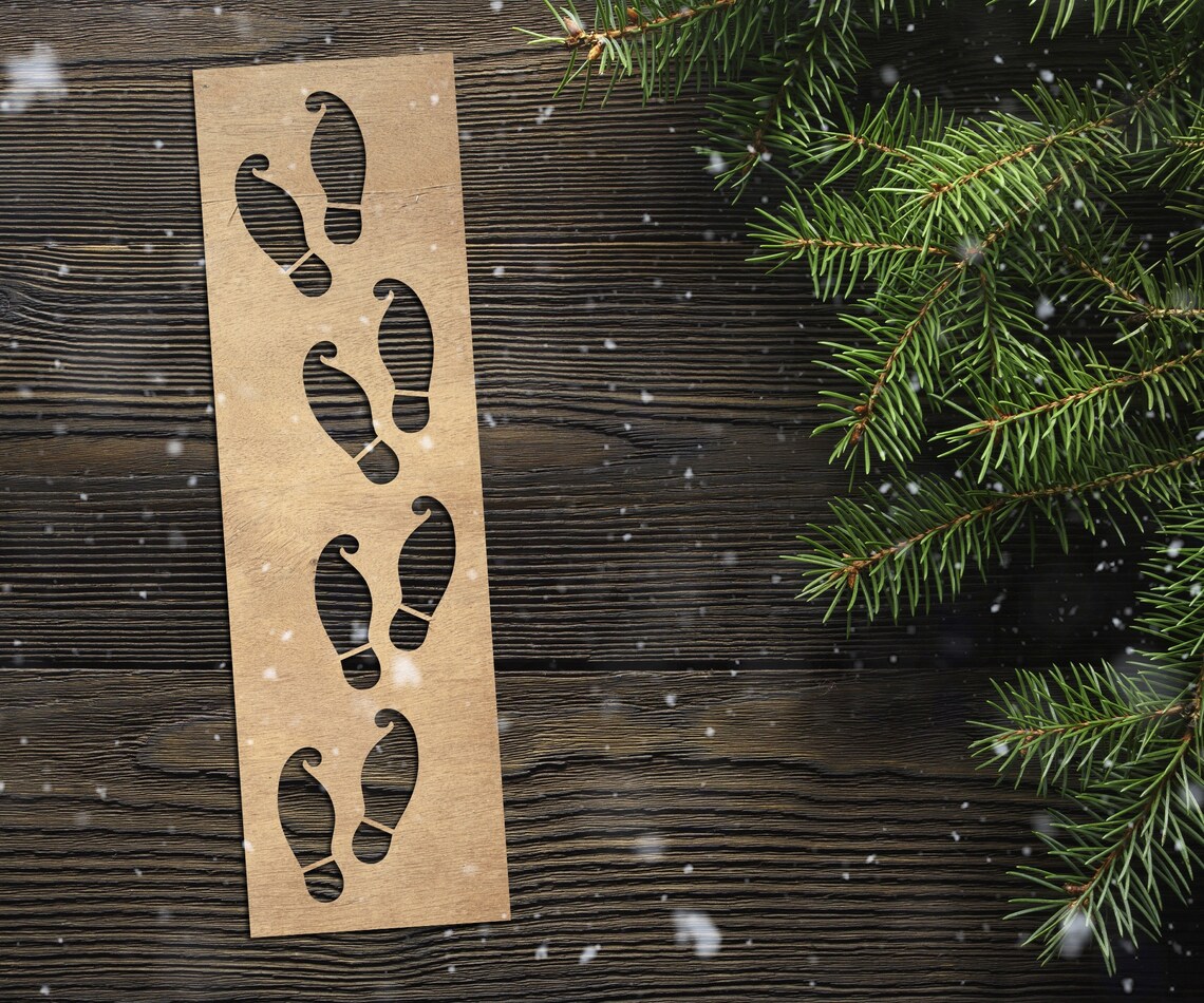 Santa footprint svg bundle christmas footsteps svg set elf | Etsy