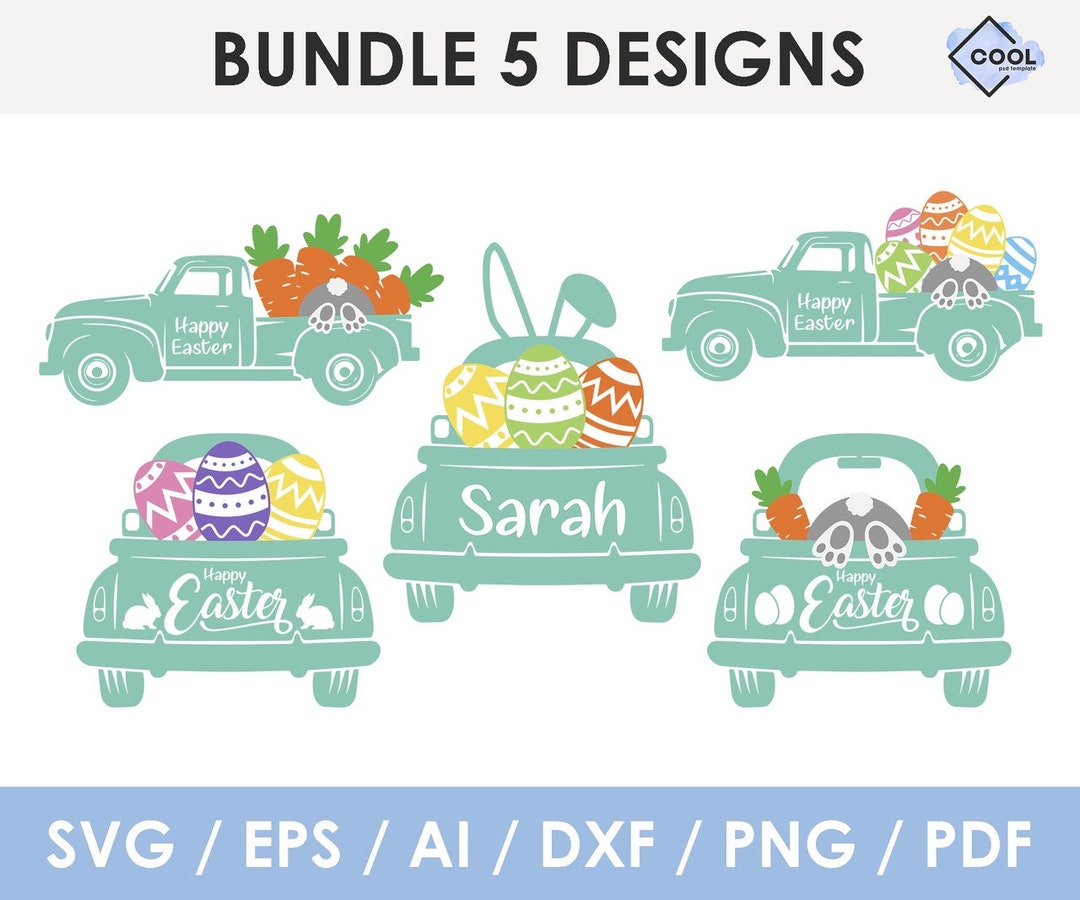 Easter Truck Svg, Bundle, Bunny Truck, Easter Svg, Carrot Truck Svg ...