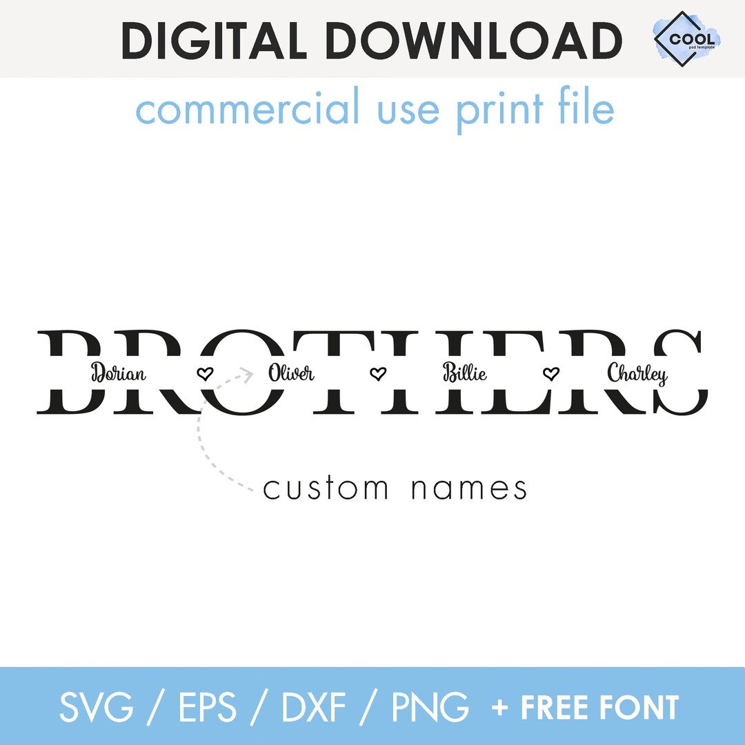 Brothers Split Name SVG: Custom Monogram Frame (digital Download) - Etsy