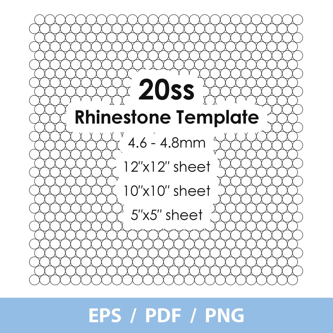 SS20, Rhinestone Sheet Template, 20ss, 4.6 - 4.8 Mm, 12x12 Sheet, 10x10 ...