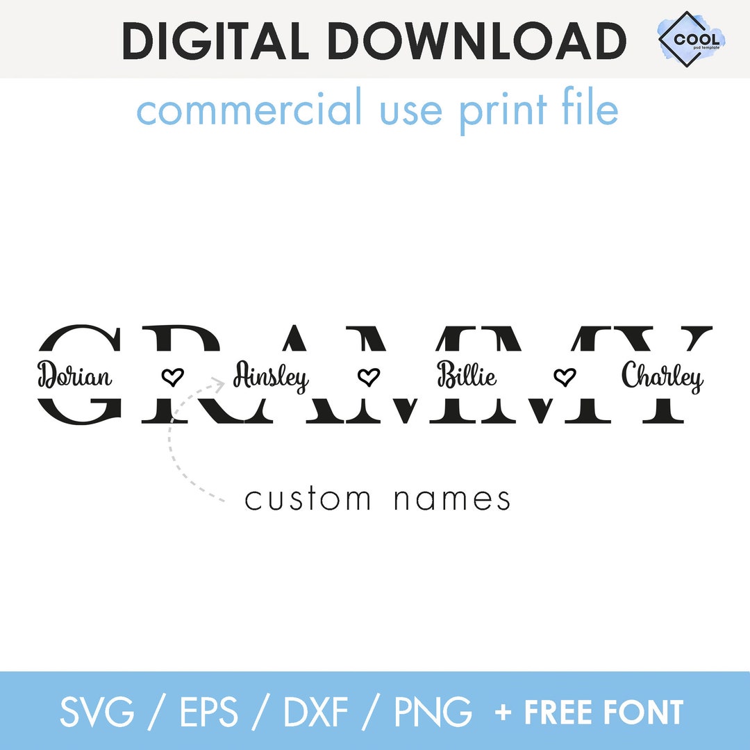 Editable, Grammy Split Name Frame Svg, Mother's Day Monogram ...