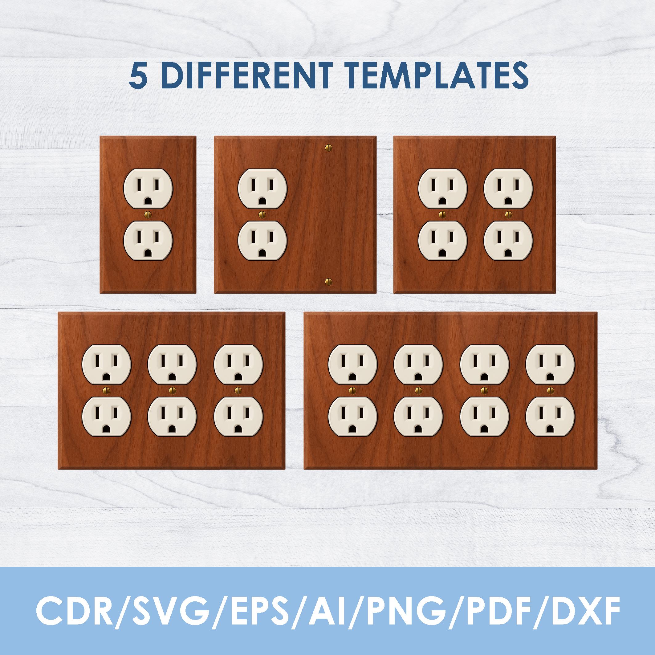 5 Duplex Outlet Cover Svg Template, Bundle, Outlet Blank Cover, Laser ...