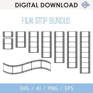 Editable, Movie Filmstrip Svg, Bundle, Cinema Vintage Svg, Custom ...