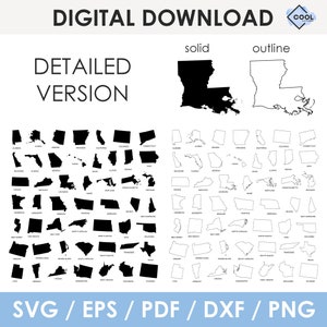 State to State Svg, BUNDLE, 50 States of USA Map Outline, DIY, Svg, Dxf ...