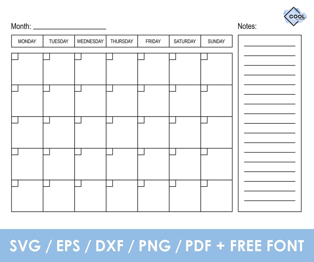 Weekly Planner Template, Svg, Png, Free Font, Cricut, Silhouette ...