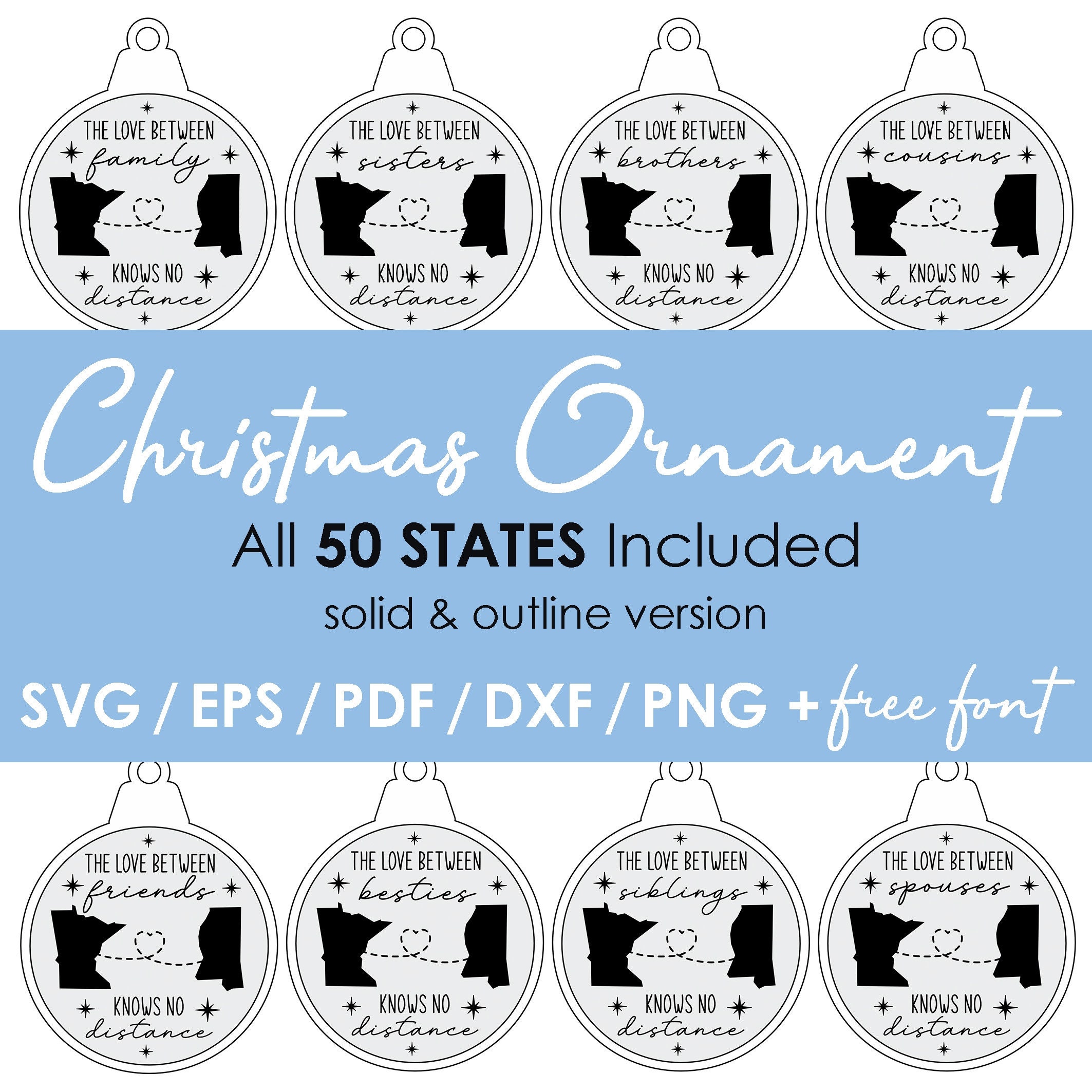 Long Distance Christmas Ornament Svg, Deployment Ornament, All US ...