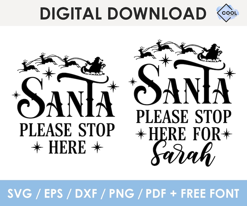 Santa Please Stop Here SVG Editable Glowforge Cricut - Etsy