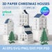 3D Christmas Houses Template, Bundle, Paper House Svg, Winter Village ...