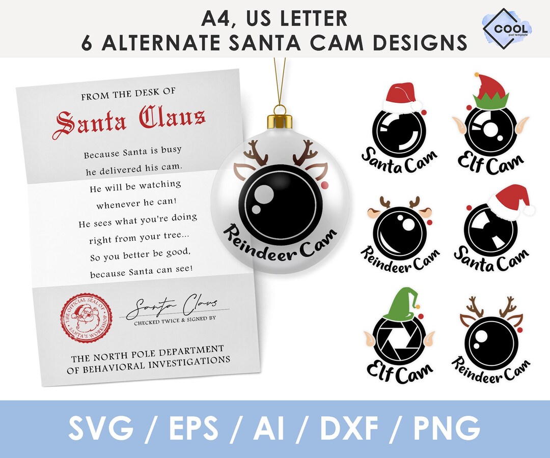 Santa Cam and Letter From Santa, SVG Files, Bundle, Jpeg and Pdf Files ...