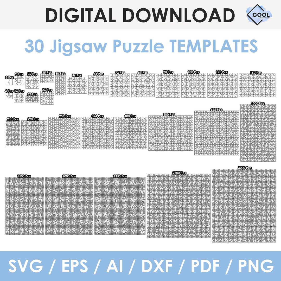 BIG BUNDLE, Puzzle Templates, Jigsaw Puzzle Svg, Pdf, Dxf, Png, Laser ...
