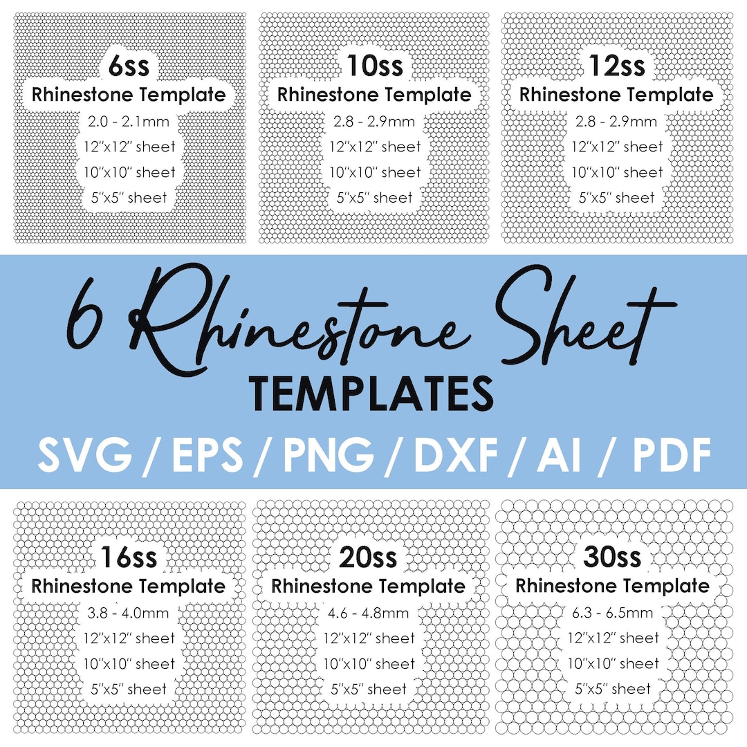 BUNDLE Rhinestone Sheet Blank Template, 6ss, 10ss, 12ss, 16ss ,20ss ...