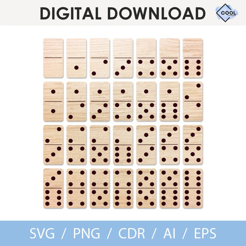 Dominoes Clip Art Bundle: SVG, PNG, CDR, Vector Cut Files (digital ...