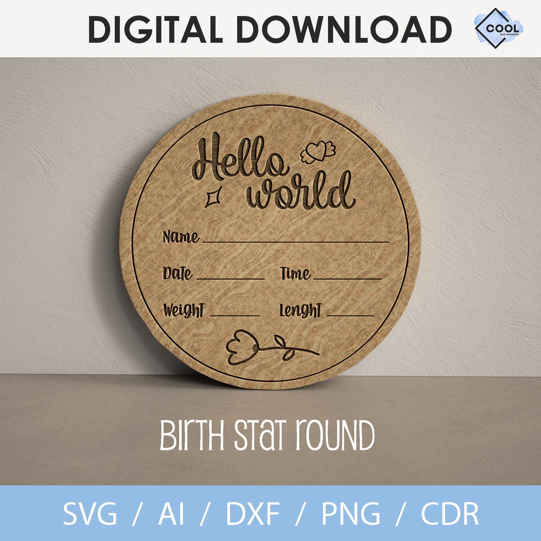 Personalized Baby Stat Sign SVG, Round Baby Announcement Sign Svg ...