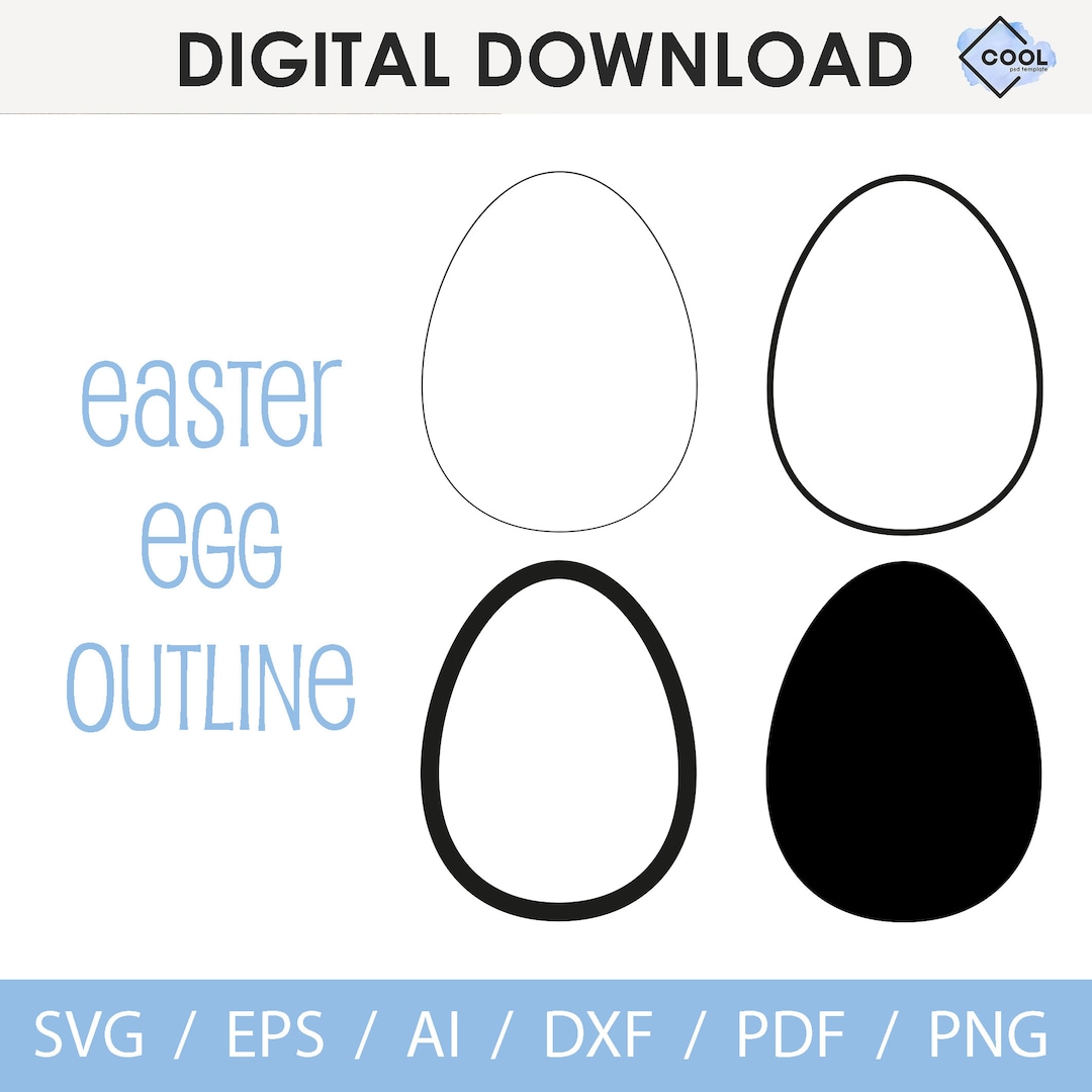 Easter Egg Outline Svg, BUNDLE, Solid Egg Shape, Easter Svg, Plain ...