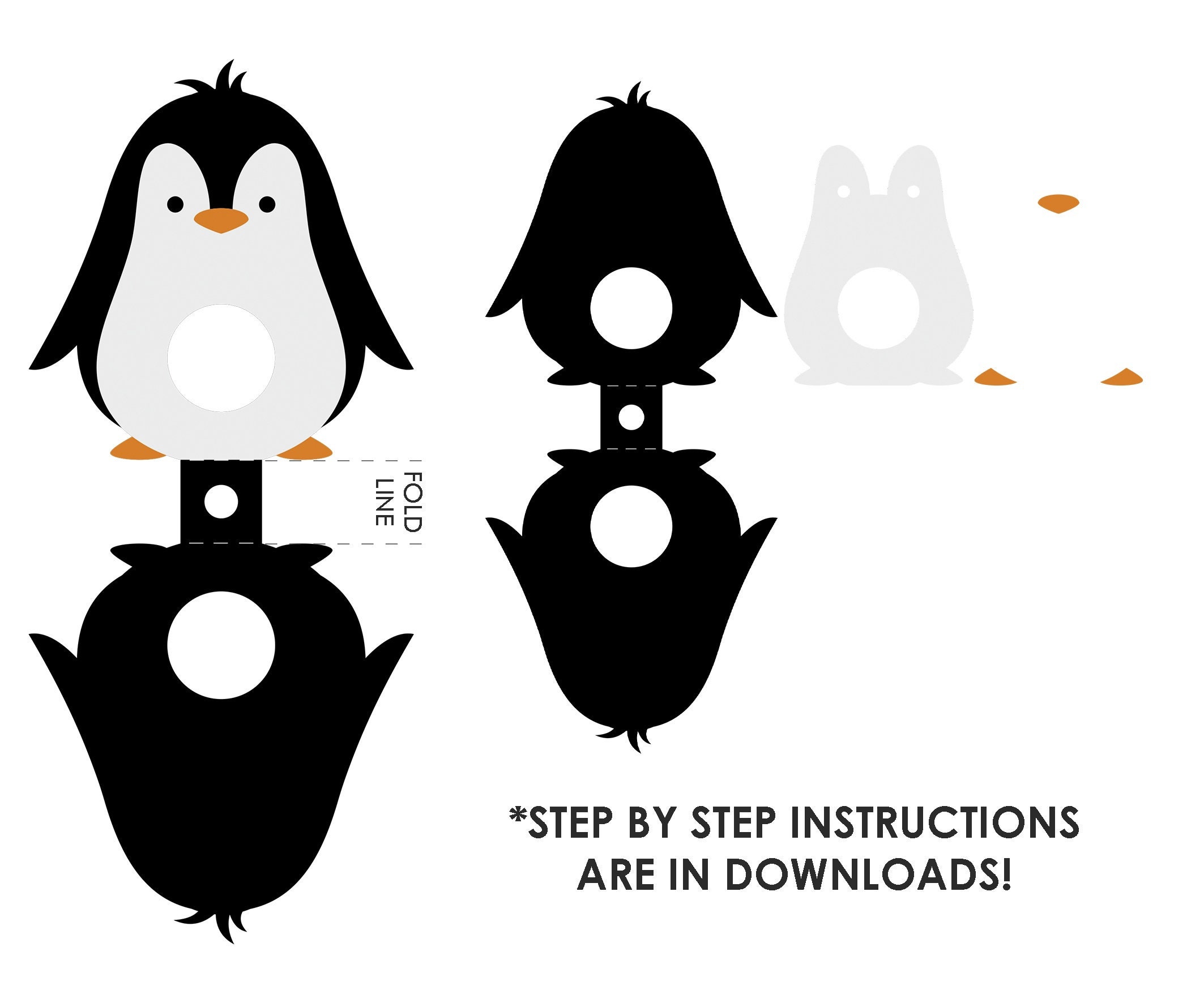 Penguin Lollipop Holder or Little Candy Svg, DIY Christmas Favor for ...