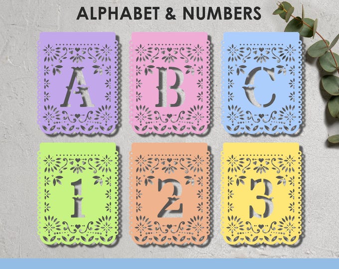 Papel picado svg alfabeto de papel picado, plantilla de papel picado ...