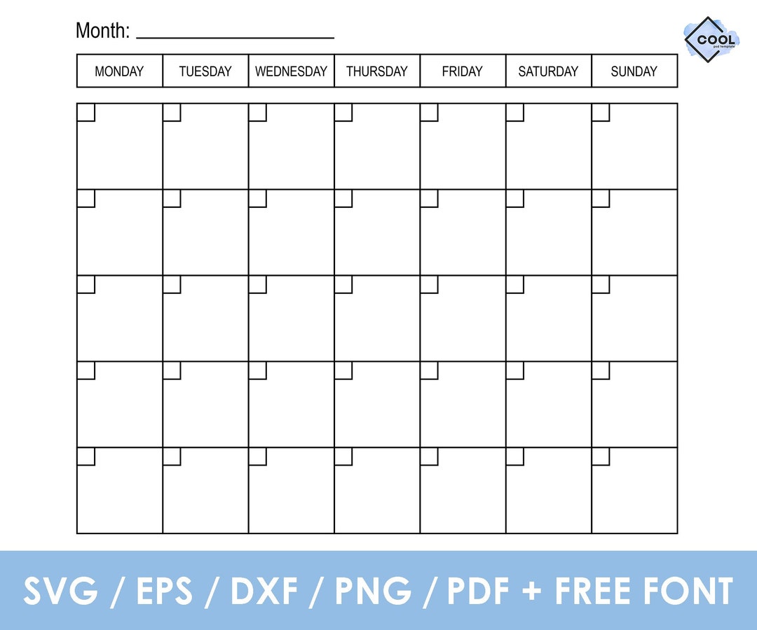 Weekly Planner Template, Calendar Svg, Weekly Organizer, Blank Template ...