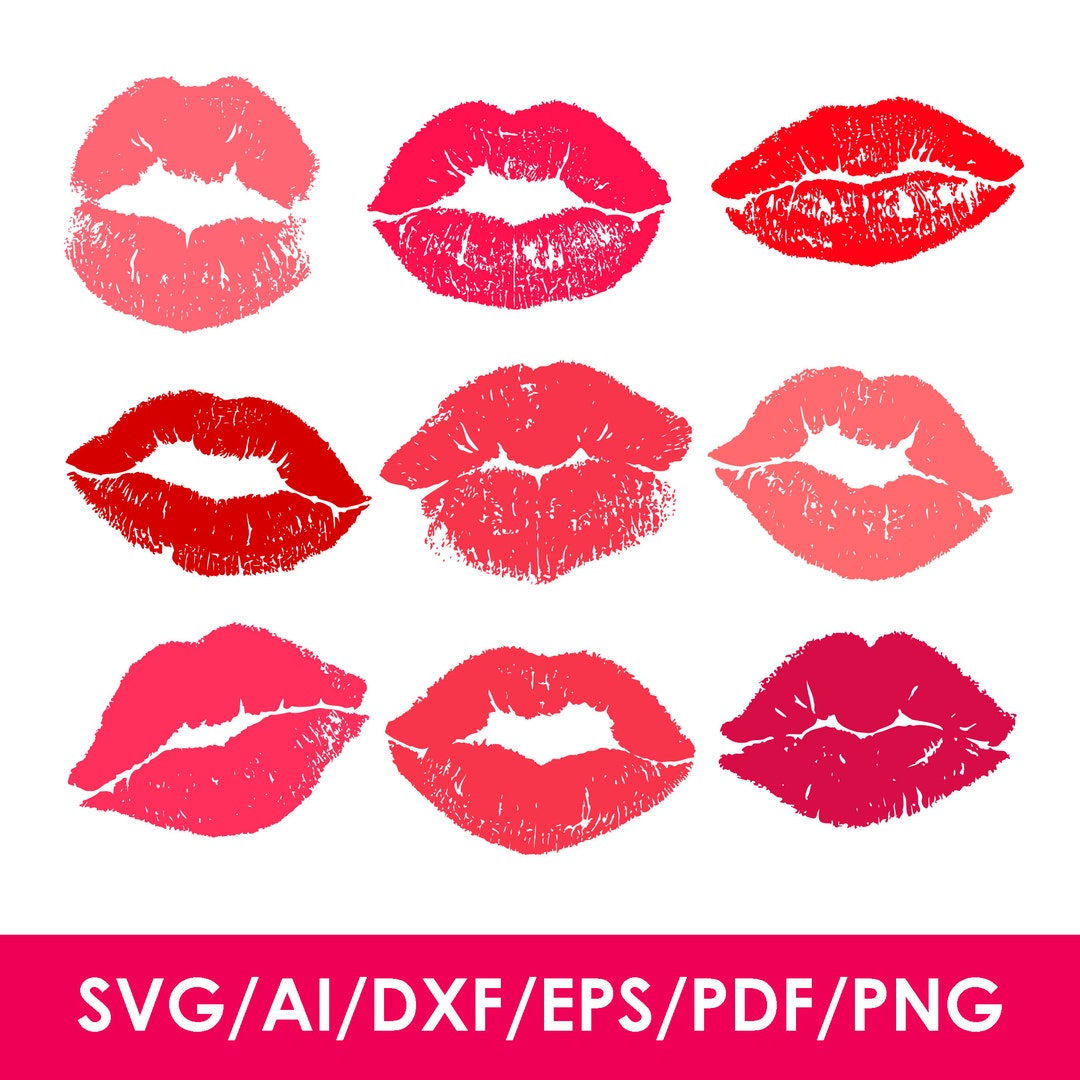 Red Lips Svg Kiss Svg Bundle Lips Png Valentines Day Svg Files