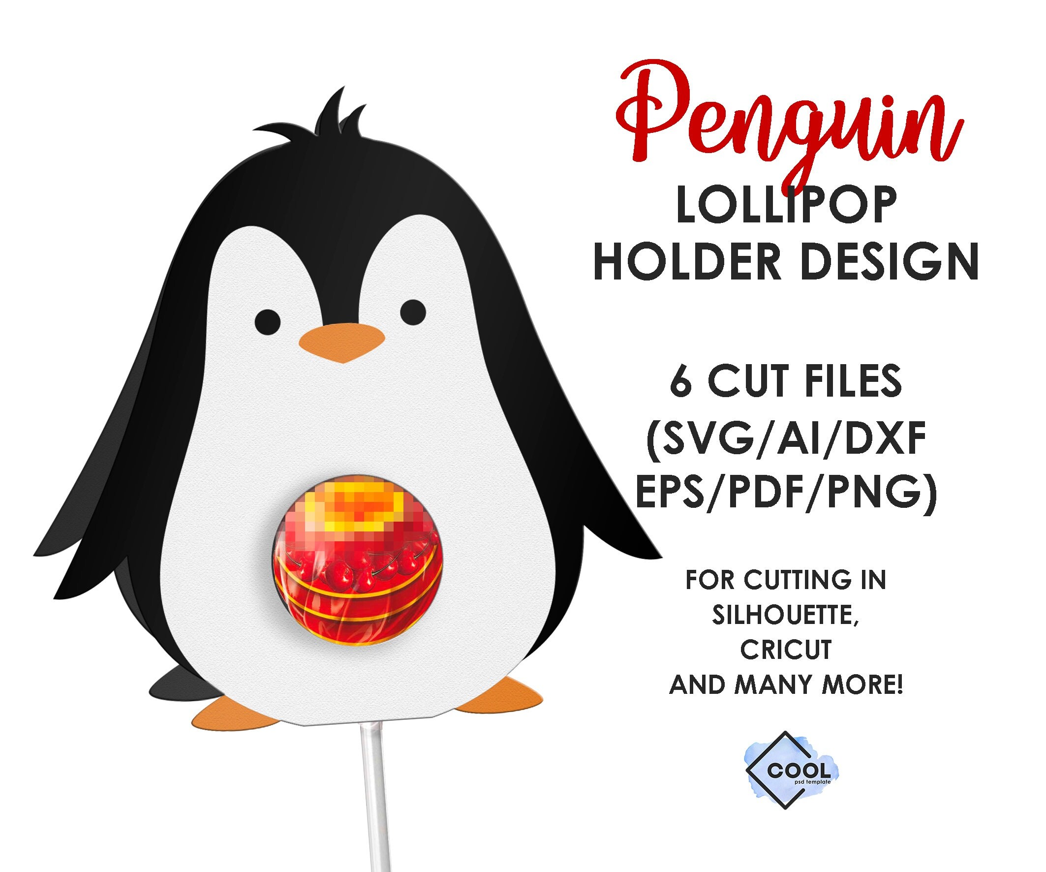 Penguin Lollipop Holder or Little Candy Svg, DIY Christmas Favor for ...