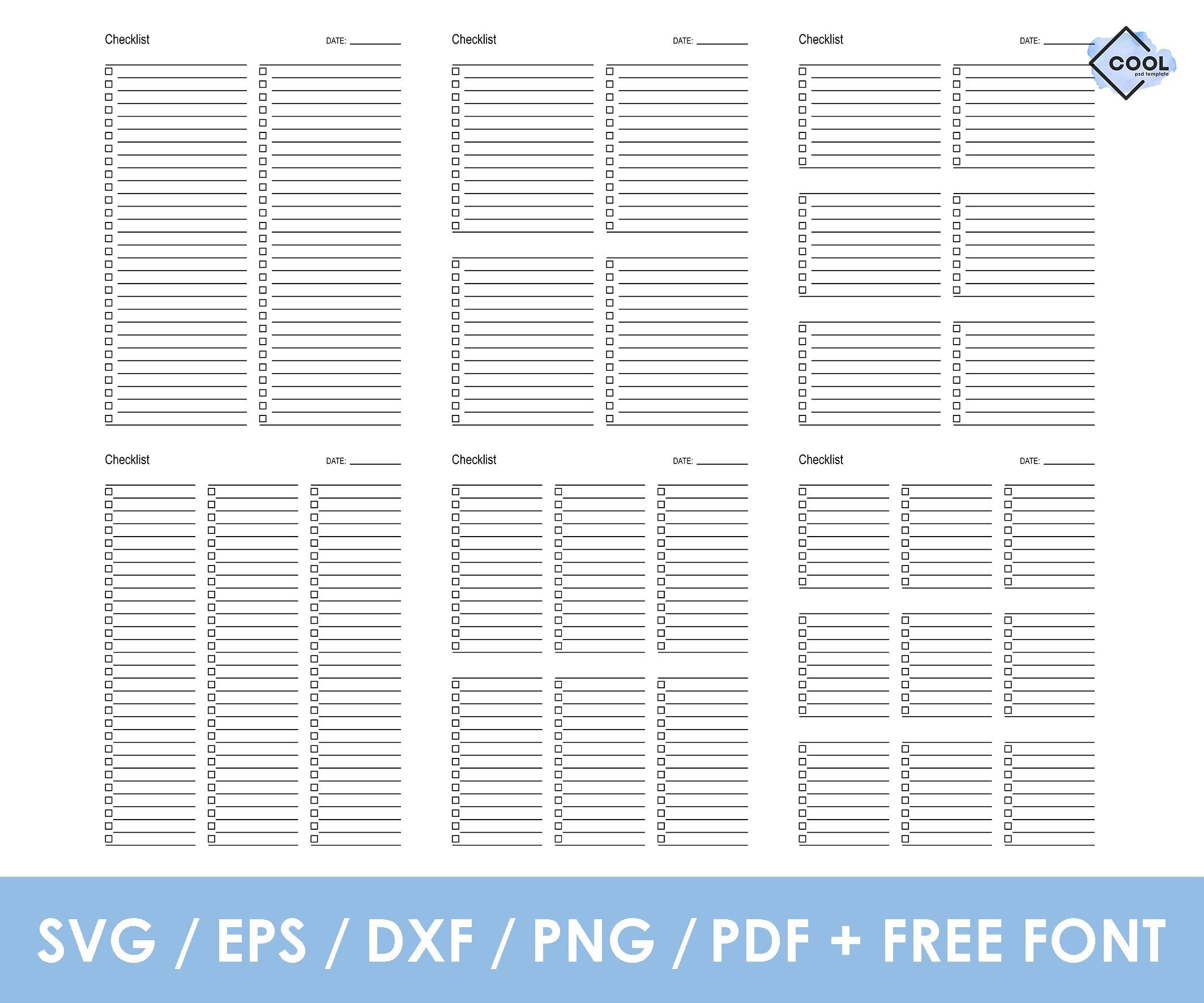 Check List Squares and Lines SVG, Checklist Blank Template, Simple ...