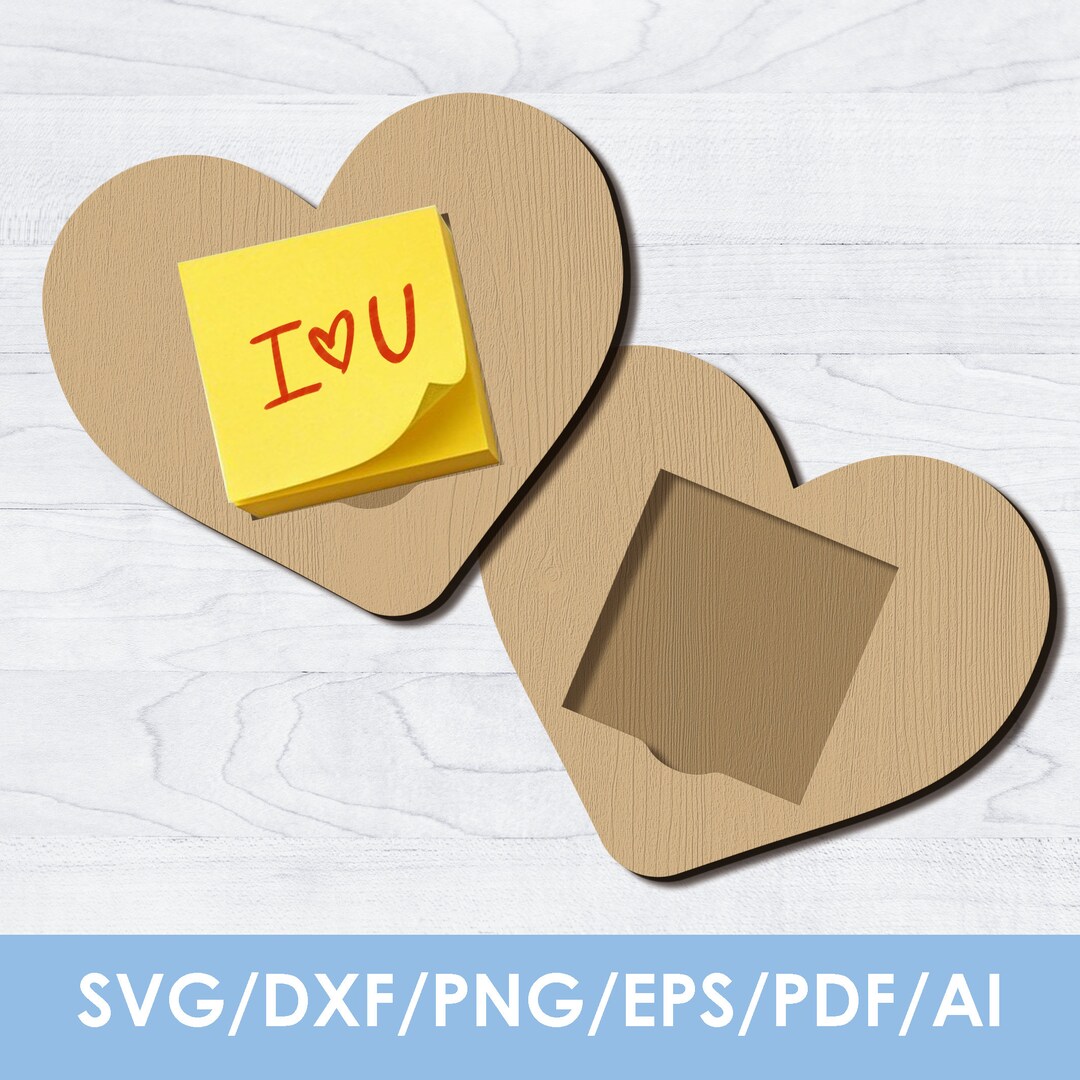 Sticky Note Holder Template, Heart Shape, Sticky Note Pad Holder, Laser ...