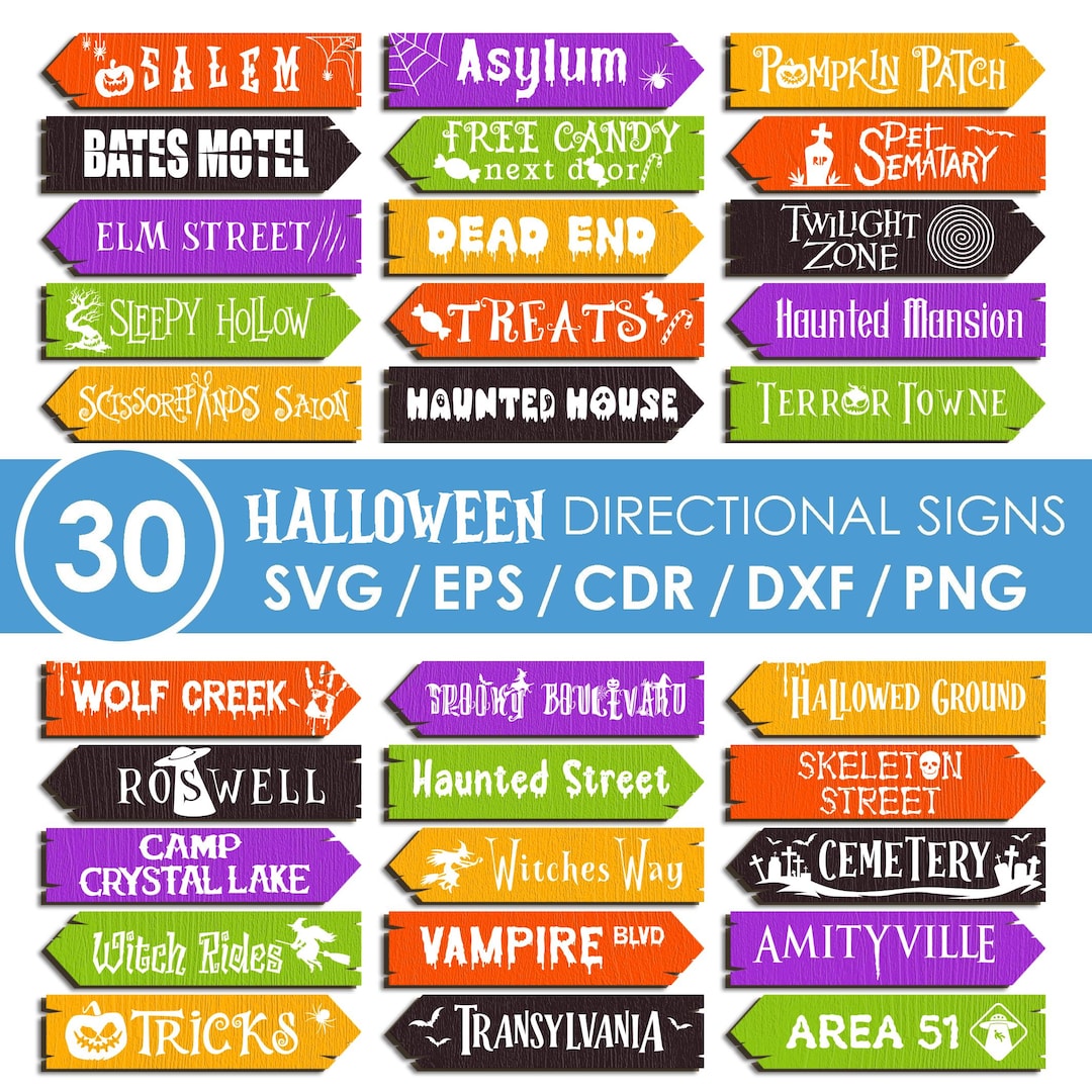 Big BUNDLE, Halloween Directional Sign, Svg, Spooky Destination Yard ...