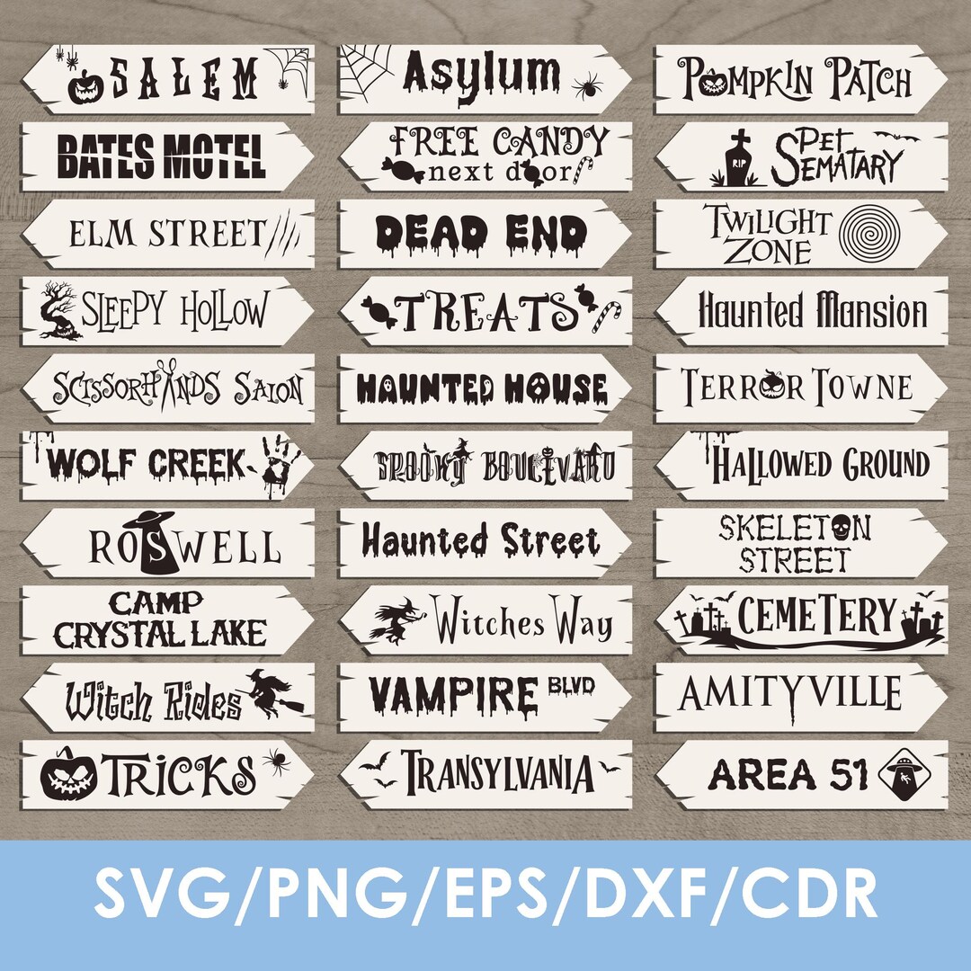 Halloween Street Signs Svg, Spooky Destinational Yard Sign, Halloween ...