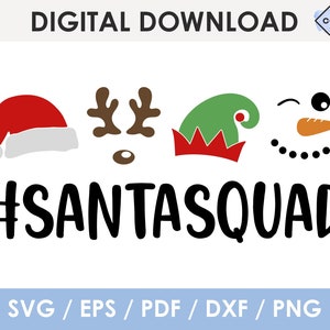 Santa Squad Svg, Christmas Shirt Svg, Cut Laser File, Glowforge, Cricut ...