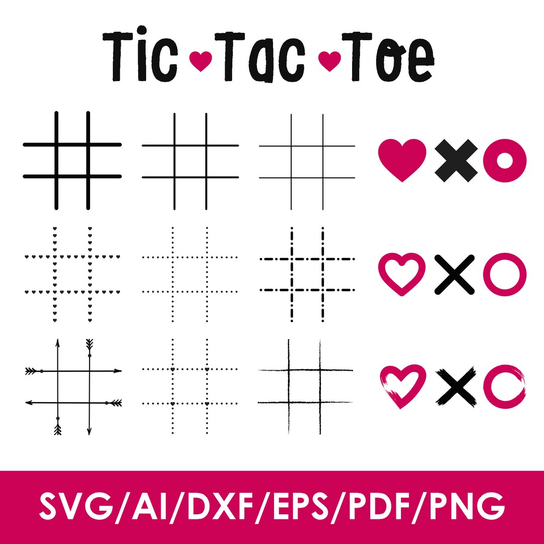Tic Tac Toe Board Svg, BUNDLE, Valentines Day, XOXO Svg, Tic Tac Toe ...