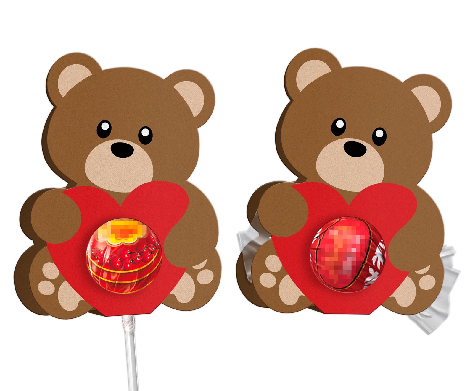 Bear With Heart Lollipop Holder Svg DIY Valentine's Day - Etsy