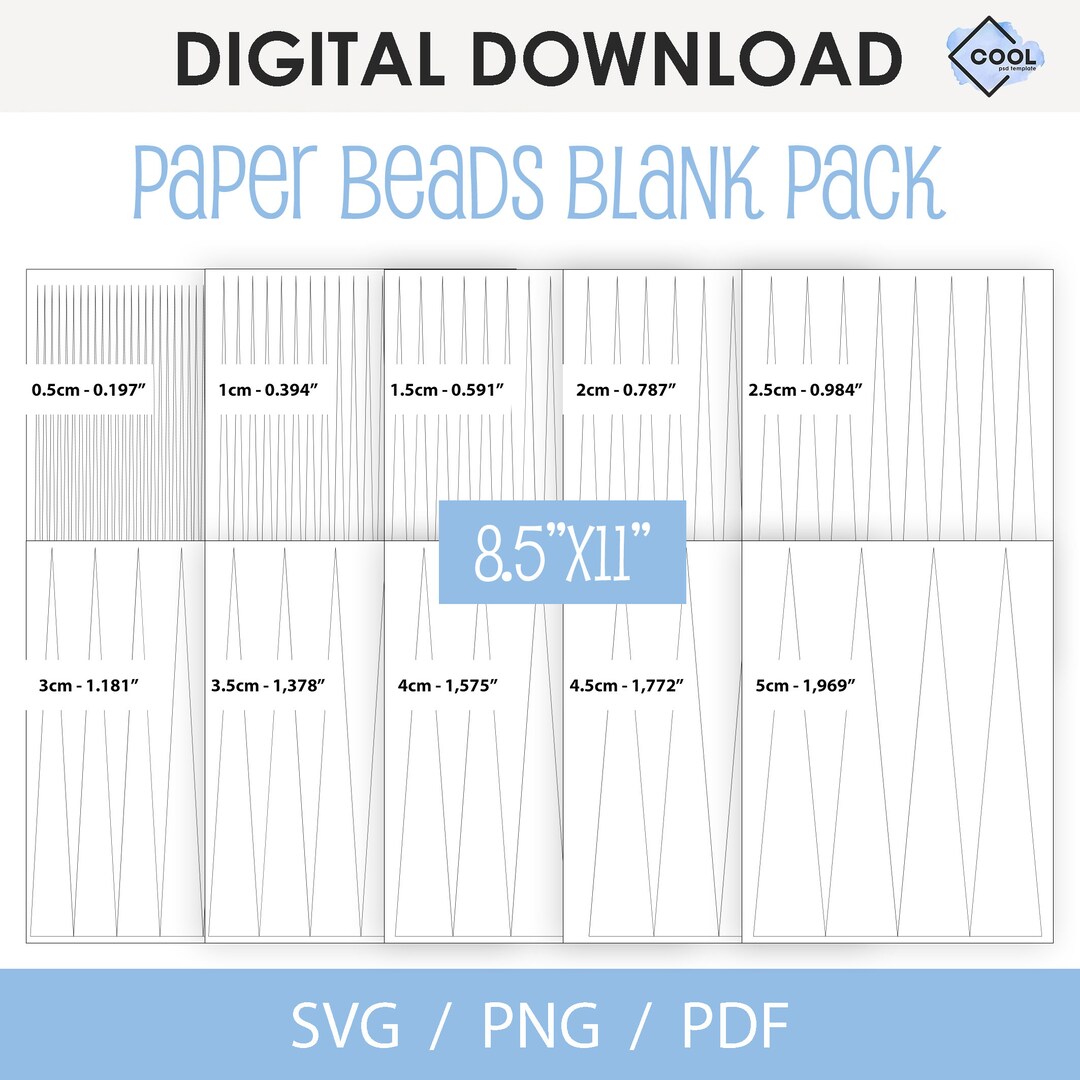 Paper Beading Blank Template, BUNDLE, Paper Bead Strips Templates ...