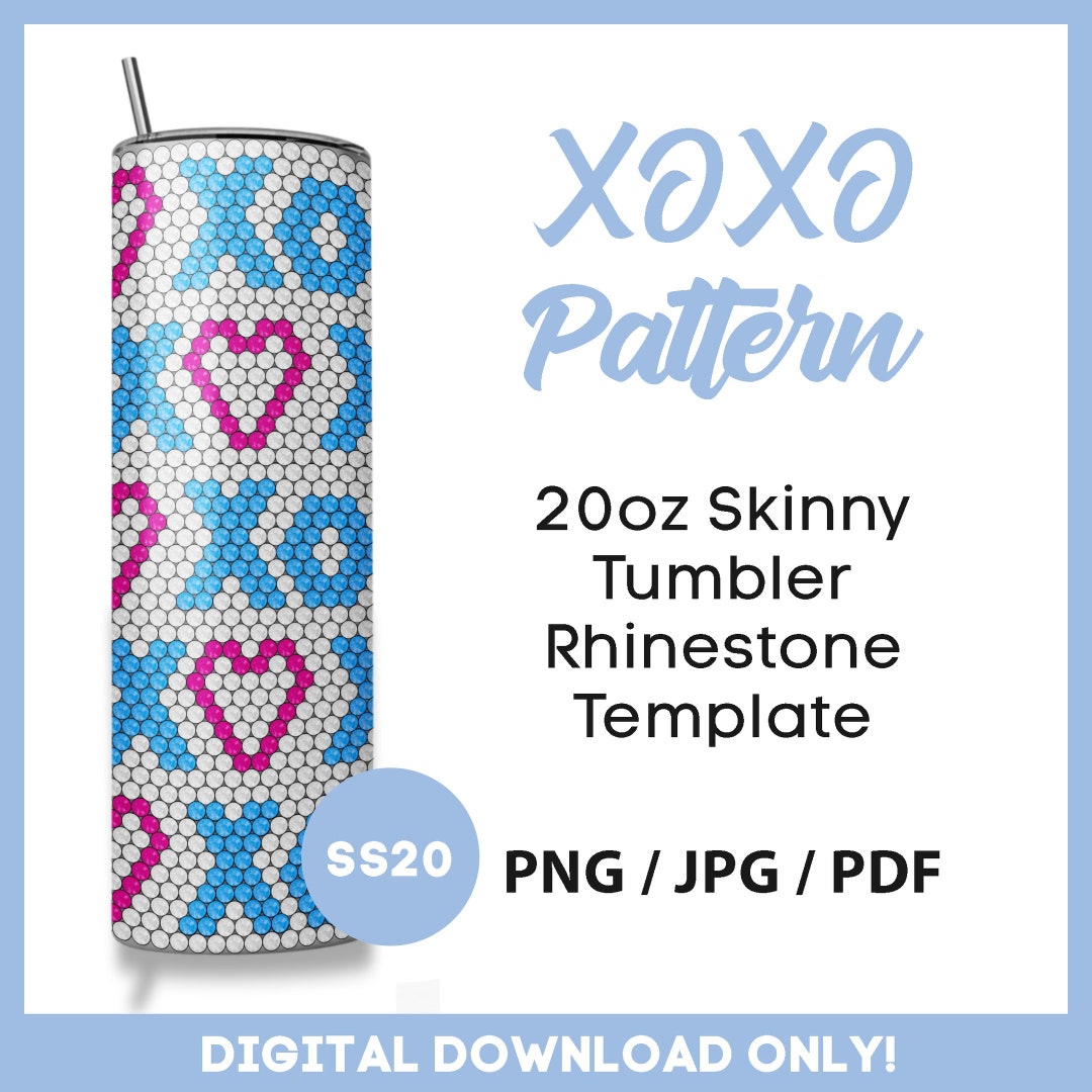 XOXO Pattern, SS20 Rhinestone Template, 20oz Tumbler, Valentine's Day ...