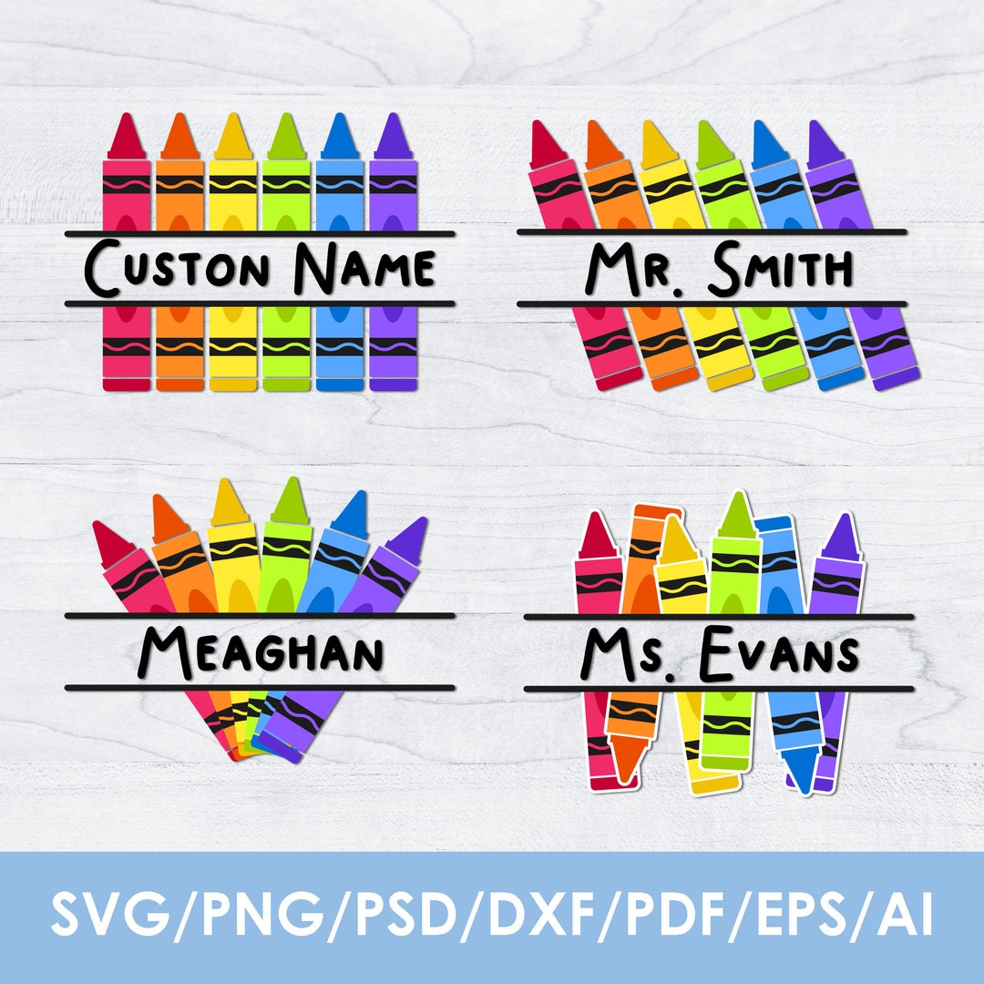 Crayon Monogram Svg Bundle Teacher Monogram Svg Crayon Split