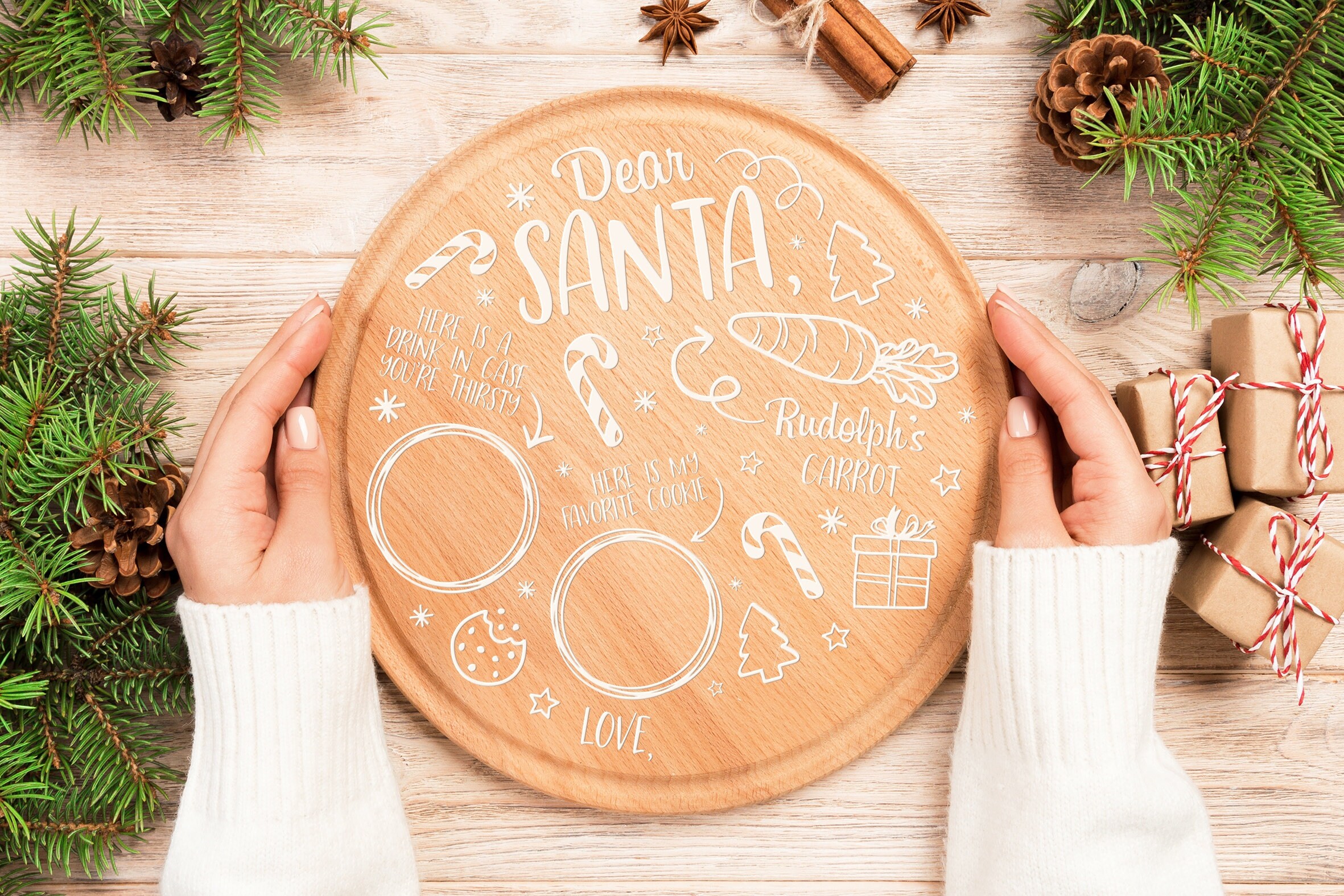 Round Santa Tray SVG, Laser Cut File - Etsy