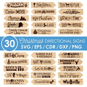 30 Christmas Direction Post Signs Svg BUNDLE, Cricut, Silhouette ...