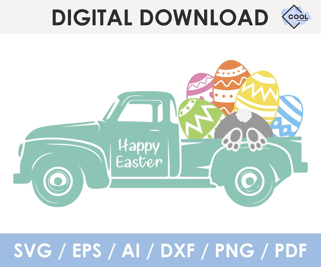 Easter Truck With Eggs Svg, Easter Svg, Easter Vintage Old Truck SVG ...