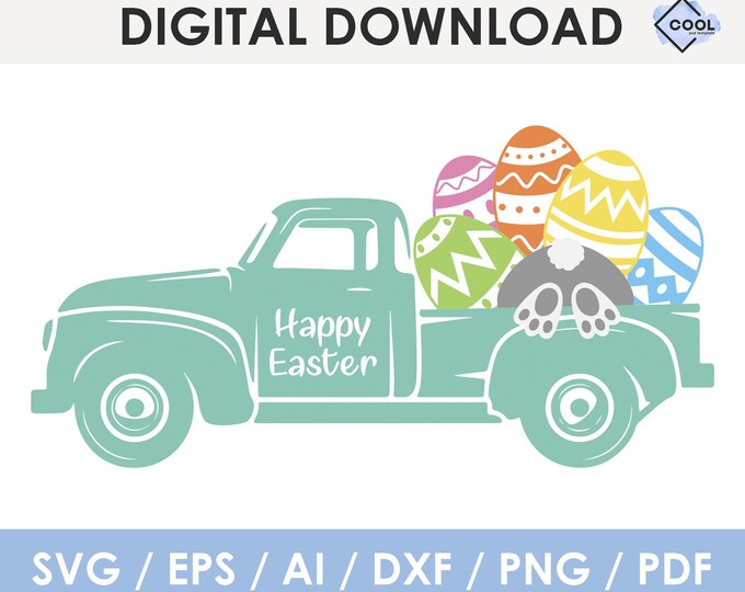 Easter Truck With Eggs Svg, Easter Svg, Easter Vintage Old Truck SVG ...