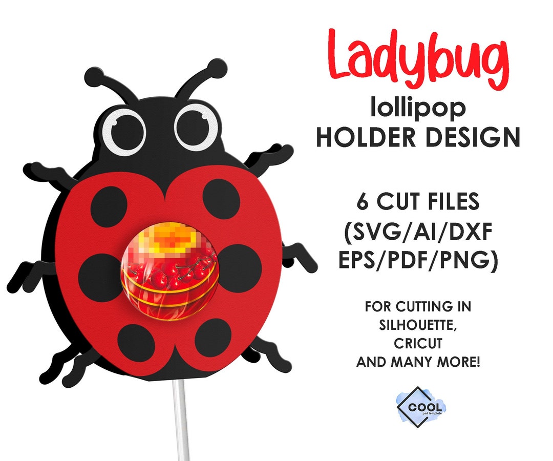 Ladybug, Lollipop Holder Svg, DIY, Valentine's Day Favor Kids ...