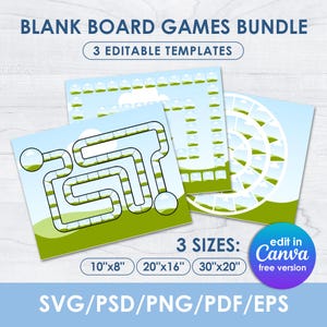 Blank Board Game Template, BUNDLE, Editable, Kids & Adult Game Board ...