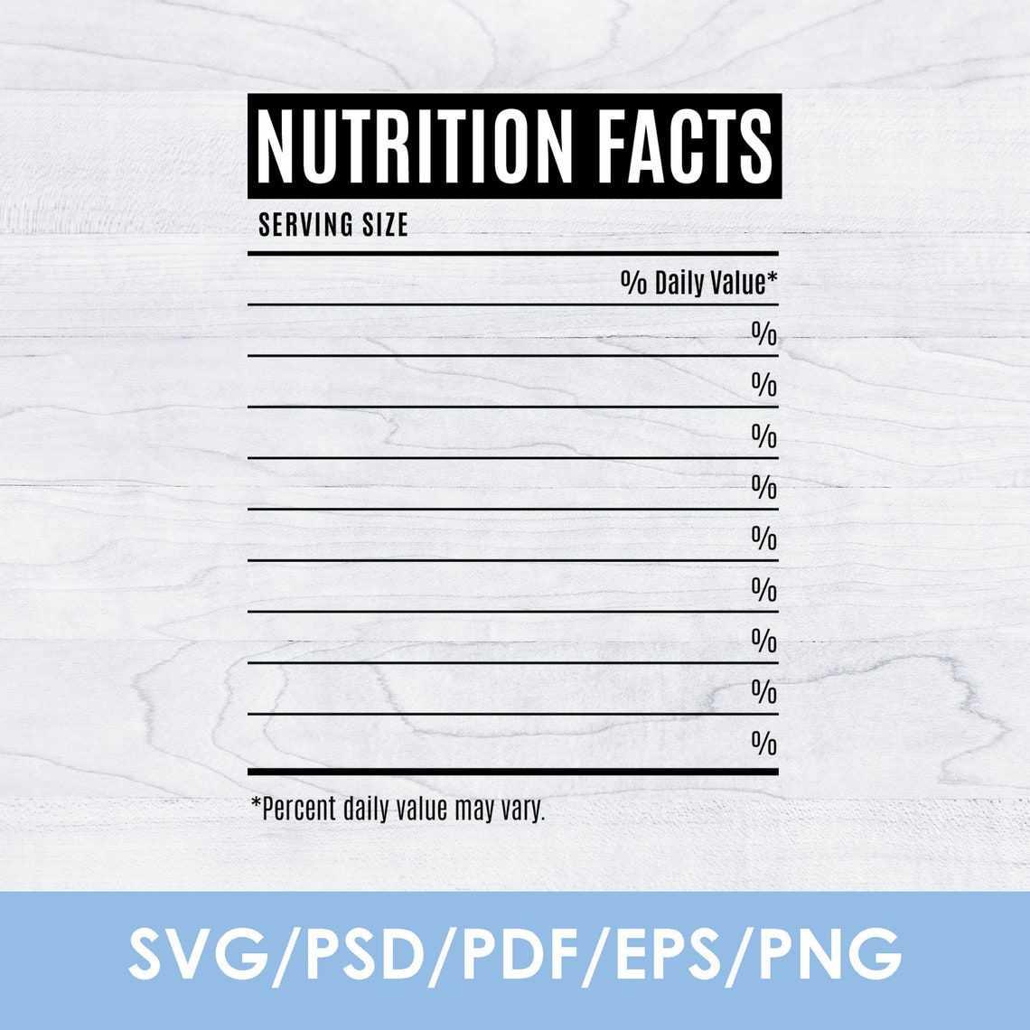 Editable Nutrition Facts Label Svg Blank Template, Instant Download - Etsy