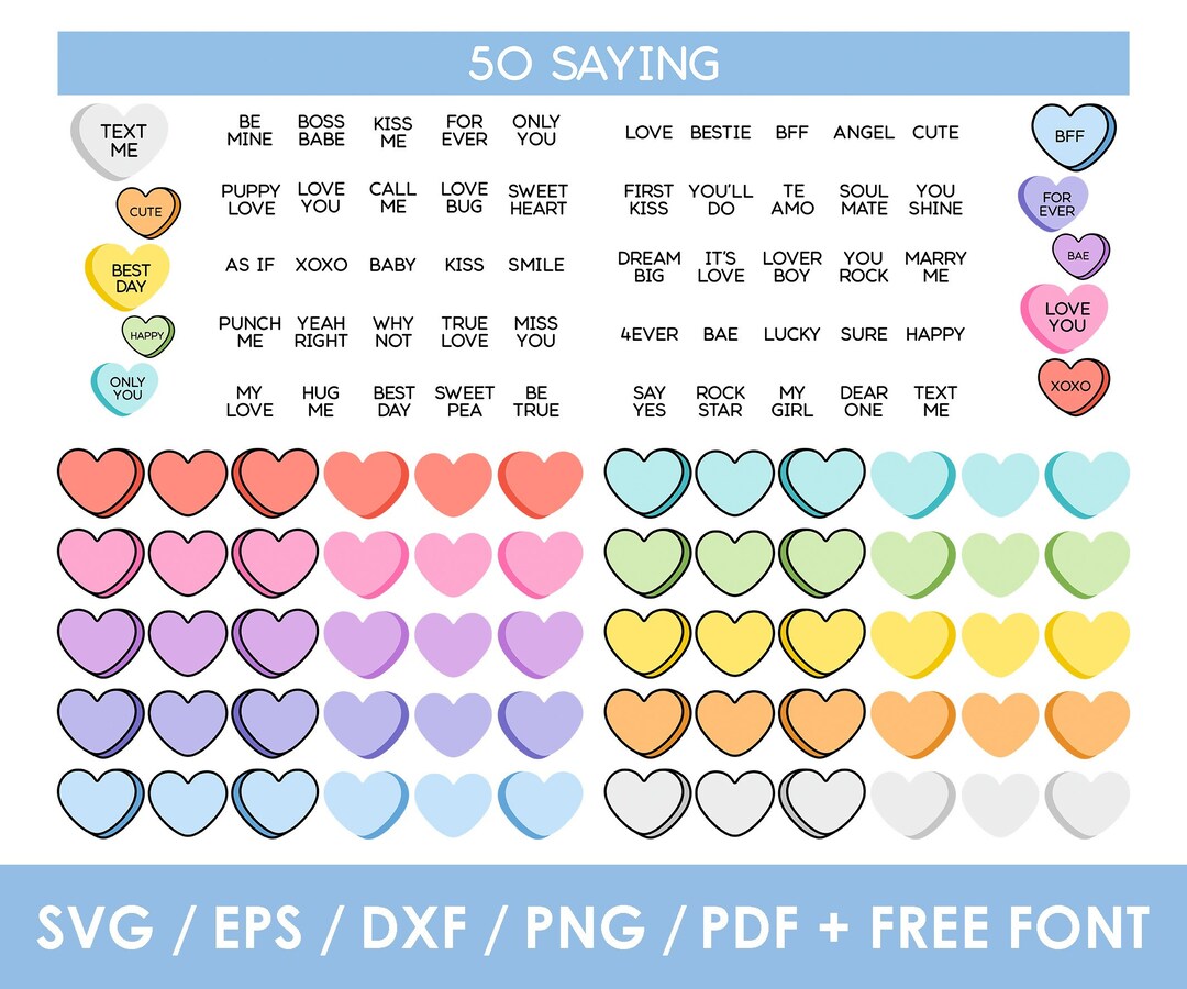 Layered Conversation Blank Candy Hearts, BUNDLE, Svg, Png, Cricut ...