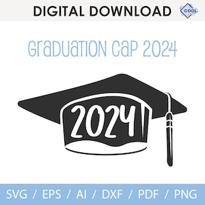 Graduation Cap 2024 SVG, Graduation Hat and Tassel With Year, Graduate ...