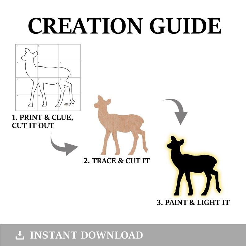 Christmas Tree and Reindeers Scene Template Bundle, DIY Christmas Lawn ...